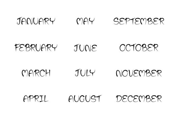 Whimsical Handwritten Months of the Year Calendar | Jiffy Designs