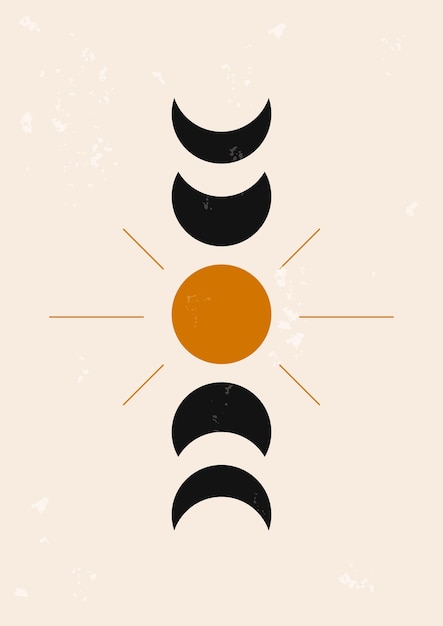 Minimalist Lunar Phases and Sun Illustration | Jiffy Designs