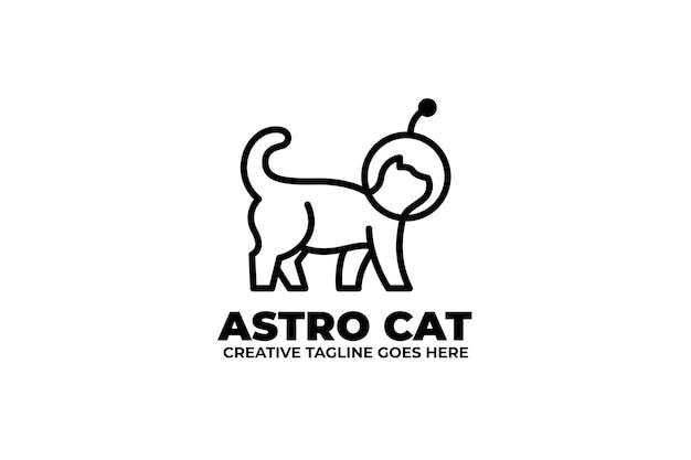 Whimsical Cosmic Feline: Stylized Astro Cat Logo Design | Jiffy Designs