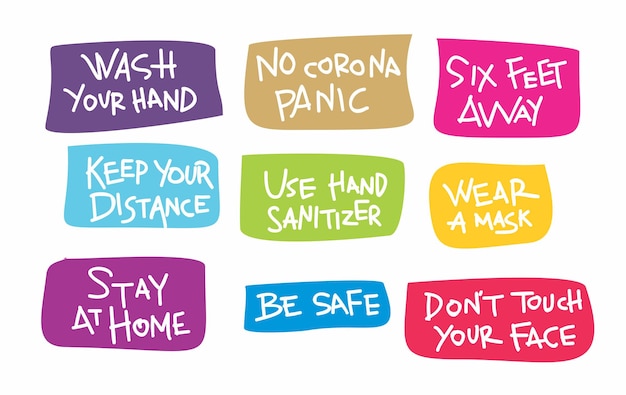 Colorful Pandemic Safety Reminders in Hand-Drawn Style | Jiffy Designs