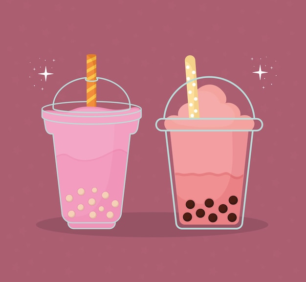 Delightful Bubble Tea Duo: A Vibrant Refreshment Delight | Jiffy Designs