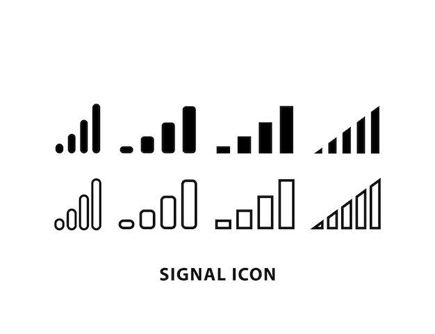 Minimalist Signal Strength Indicator Symbols in Black and White | Jiffy ...