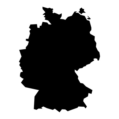 Black Simplified Flat Silhouette Map Of Germany. Vector Country Shape ...