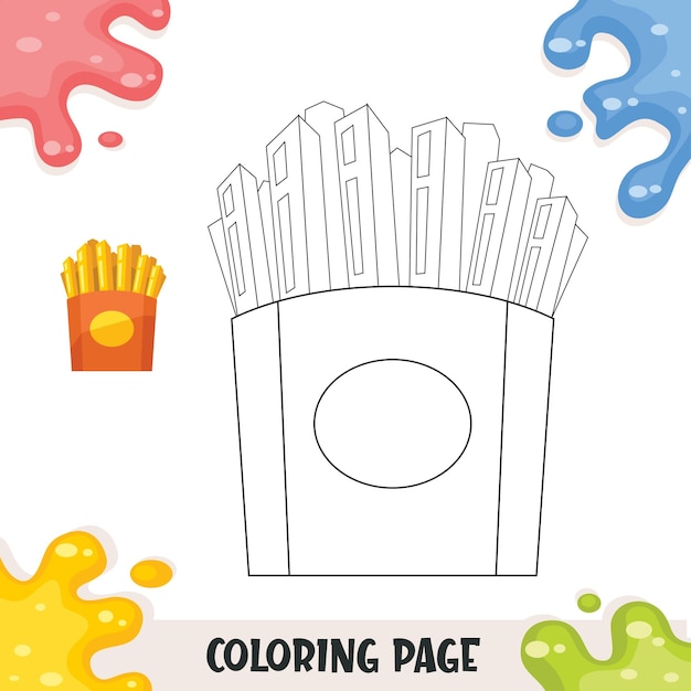 Vibrant Fries and Blotches Coloring Page for Kids | Jiffy Designs