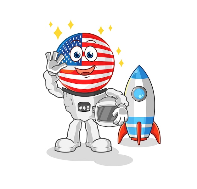 Patriotic Globe Character Launching Rocket Illustration | Jiffy Designs