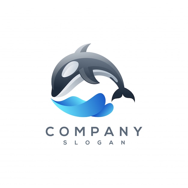 Majestic Orca Leaping Through Waves Logo Design | Jiffy Designs
