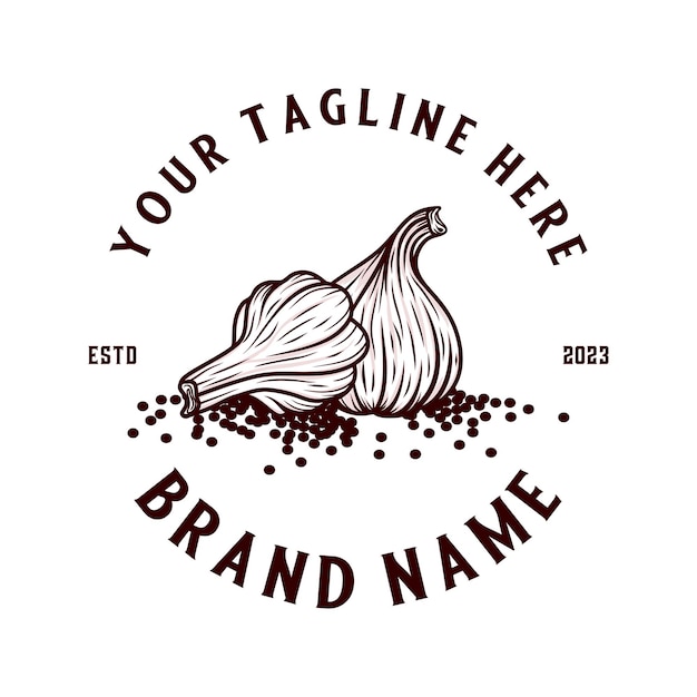 Rustic Garlic and Spices Logo with Vintage Typography | Jiffy Designs