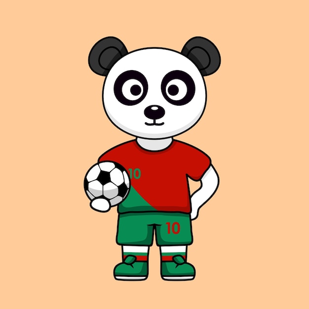 Adorable Panda Soccer Player in Red and Green Uniform | Jiffy Designs