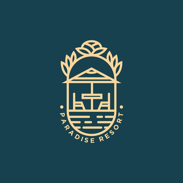 Captivating Paradise Resort Emblem in Golden Hues | Jiffy Designs