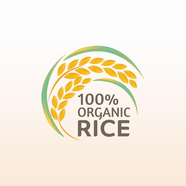 Vibrant Organic Rice Emblem with Wheat Sheaf Motif | Jiffy Designs