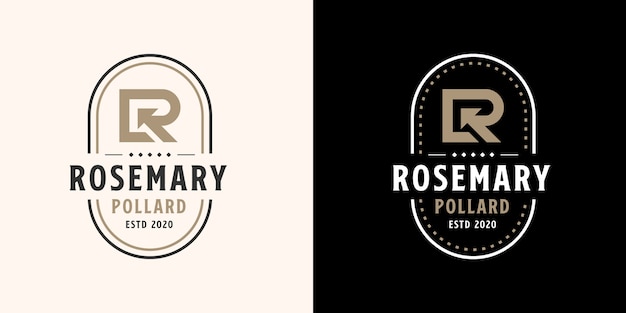 Elegant Rosemary Pollard Monogram Logo in Vintage Oval Frames | Jiffy ...