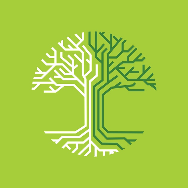 Vibrant Tree of Technology: A Stylized Digital Illustration | Jiffy Designs