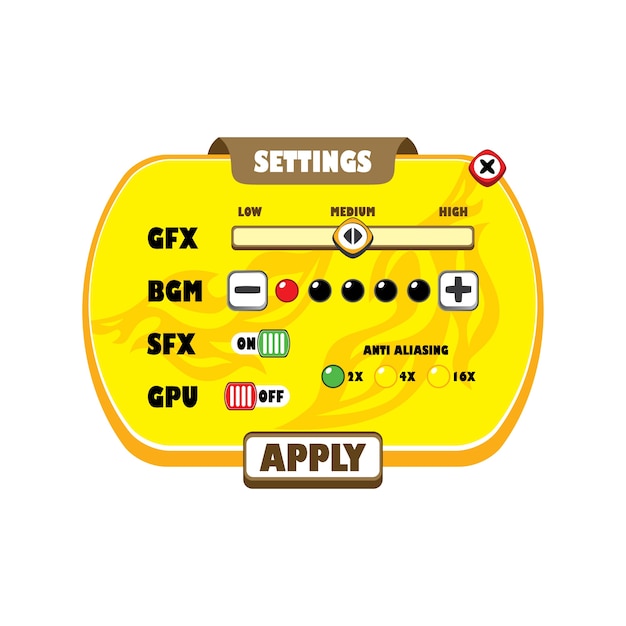 Vibrant Gaming Settings Interface with Customizable Controls | Jiffy ...