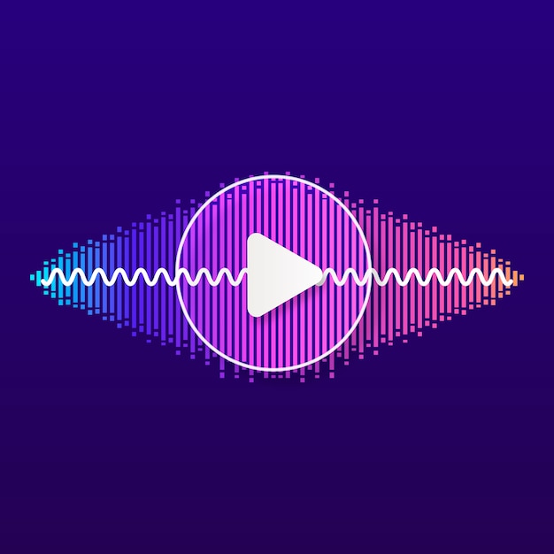 Vibrant Audio Waveform Logo with Play Button Icon | Jiffy Designs