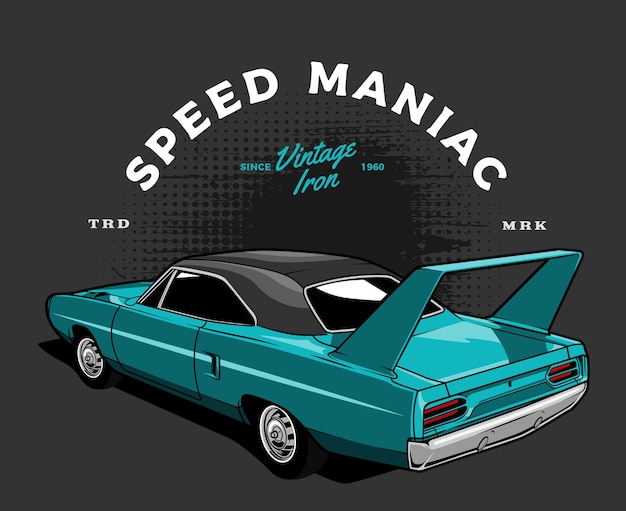 Retro-Inspired Speed Maniac Vintage Car Illustration | Jiffy Designs