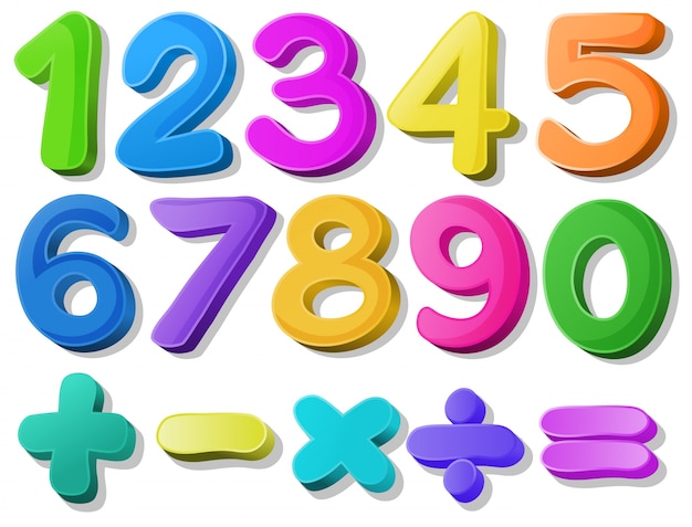 Vibrant 3D Colorful Numbers and Math Symbols Collection | Jiffy Designs