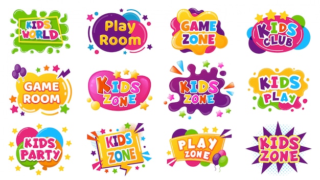 Vibrant Kids Zone Logos with Playful Shapes and Lettering | Jiffy Designs