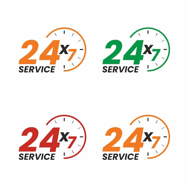 Vibrant 24/7 Service Icons with Clock Symbols | Jiffy Designs