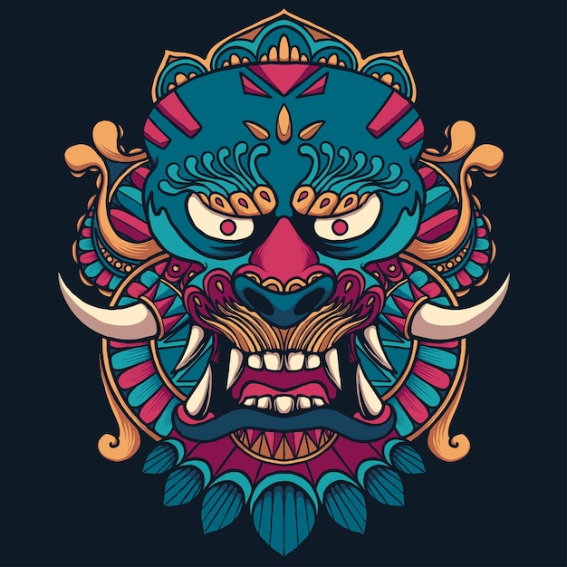 Vibrant Mythical Creature Mask with Intricate Tribal Patterns | Jiffy ...