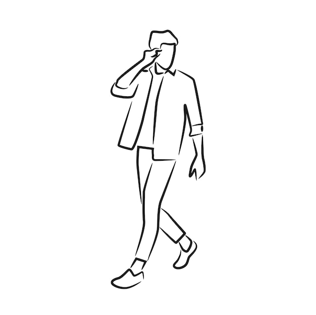 Minimalist Silhouette of a Casual-Clad Person Walking | Jiffy Designs