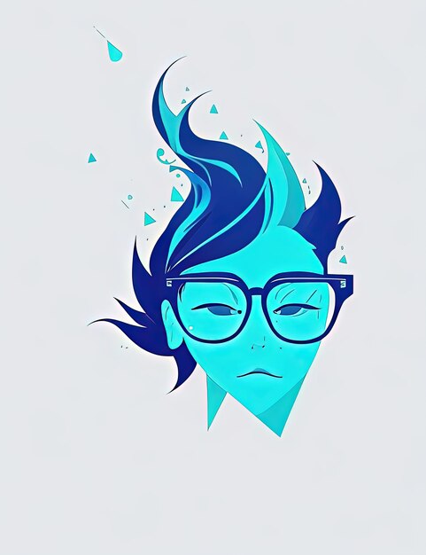 Vibrant Abstract Portrait with Glasses and Flowing Hair | Jiffy Designs