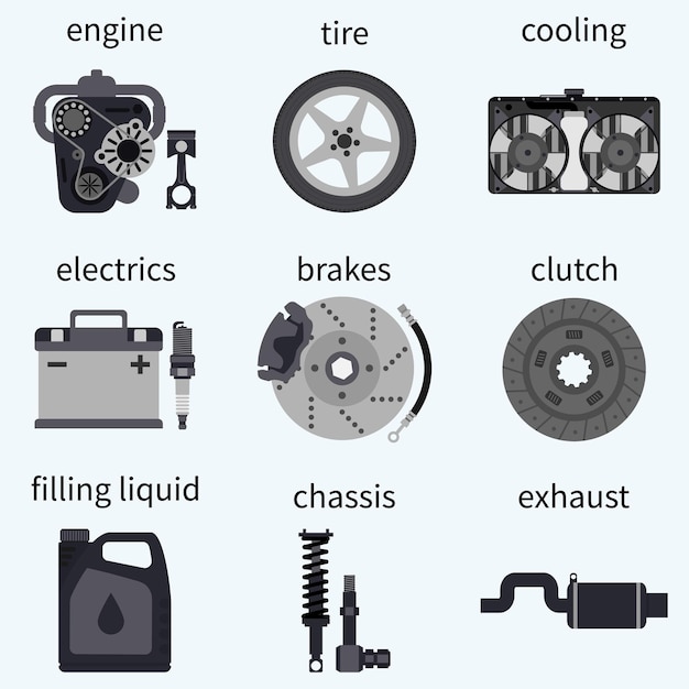 Automotive Essentials: Mechanical Components in Monochrome | Jiffy Designs