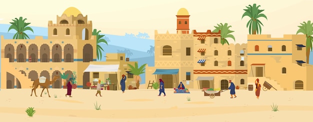 Vibrant Middle Eastern Town: Bustling Marketplace, Ornate Architecture ...
