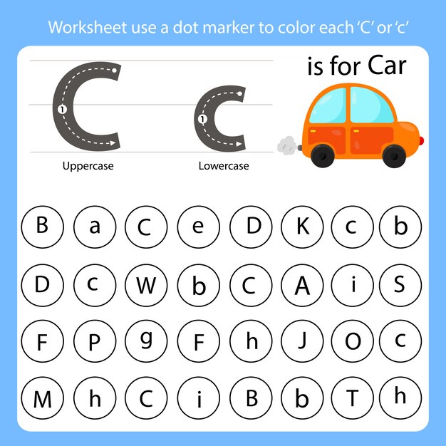 Colorful Car Alphabet Worksheet for Kids | Jiffy Designs
