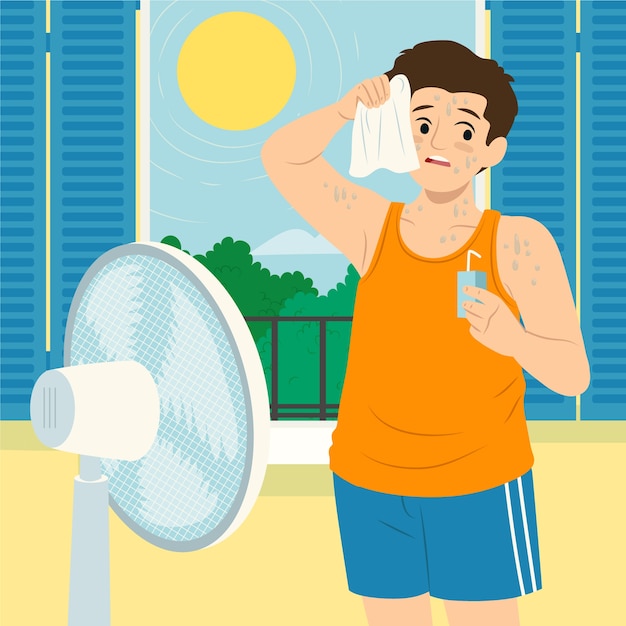 Beating the Heat: A Man Staying Cool with a Fan | Jiffy Designs