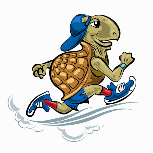 Running Turtle In Sporting Shoes And Hat. Illustration In Cartoon Style ...