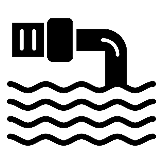 Stylized Waves and Pipe Silhouette Icon | Jiffy Designs
