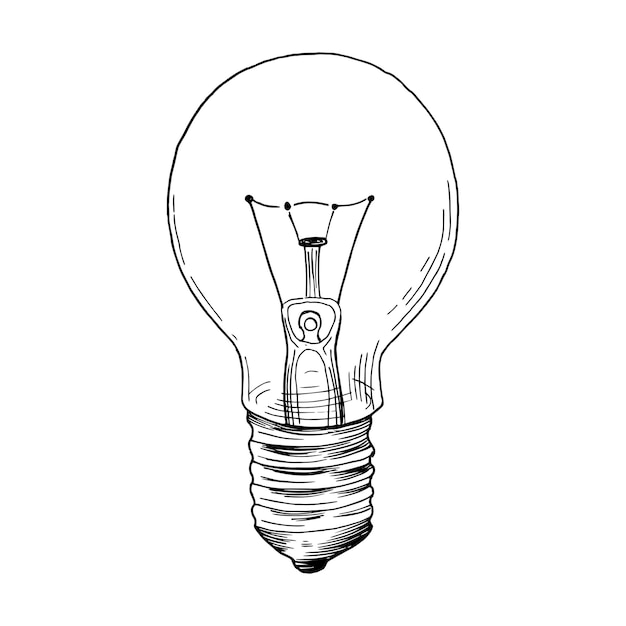 Illuminating Idea: Detailed Sketch of a Glowing Light Bulb | Jiffy Designs