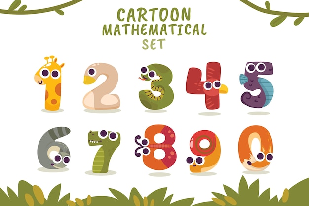 Vibrant Cartoon Numbers Set with Playful Nature Accents | Jiffy Designs