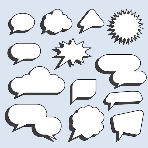 Diverse Expressive Speech Bubbles in Monochrome Cartoon Style | Jiffy ...