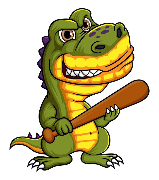 Playful Gator Wielding a Wooden Bat | Jiffy Designs