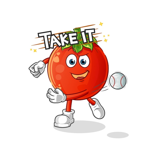 Playful Tomato Character Holding a Baseball | Jiffy Designs