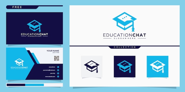 Vibrant Education Chat Logo Collection with Graduation Cap Symbols ...