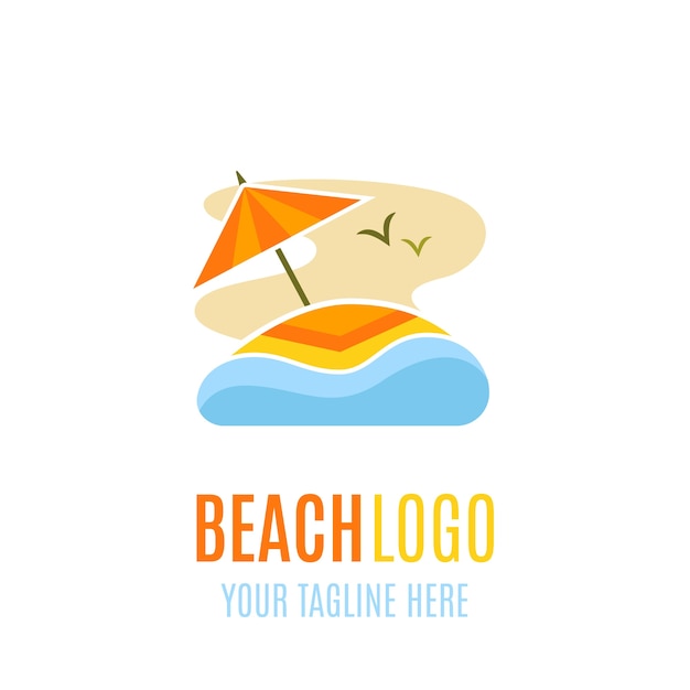 Vibrant Beach Scene with Umbrella and Seagulls | Jiffy Designs