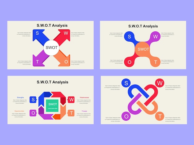 Vibrant SWOT Analysis Diagrams with Overlapping Shapes | Jiffy Designs