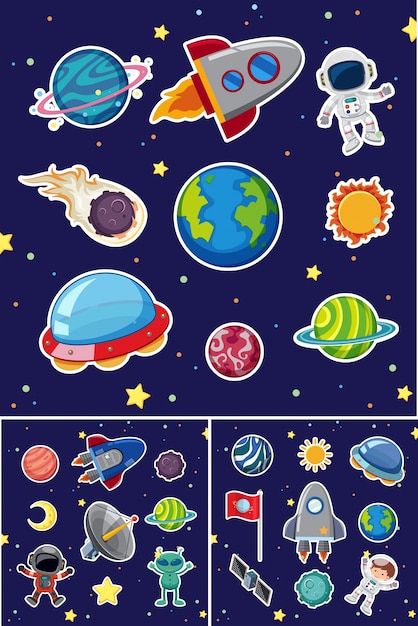 Vibrant Space Exploration Stickers with Planets and Rockets | Jiffy Designs
