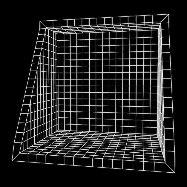 Geometric Wireframe Cube in Minimalist Black and White | Jiffy Designs