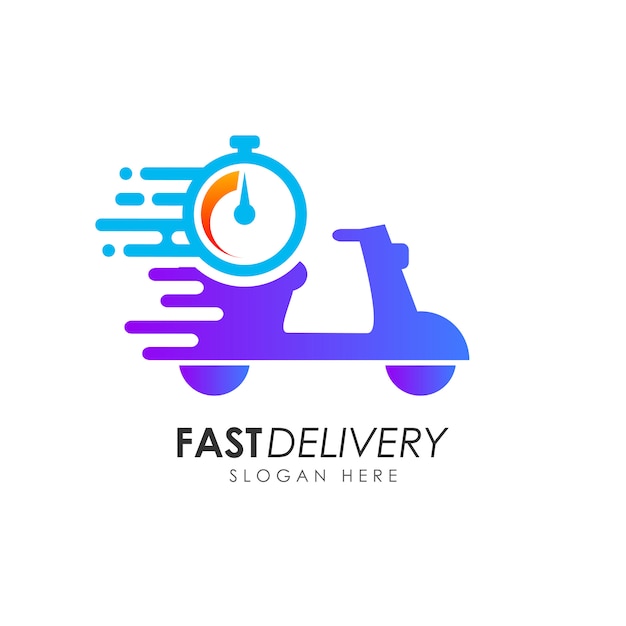 Fast Delivery Service Logo with Scooter and Speedometer Icon | Jiffy ...