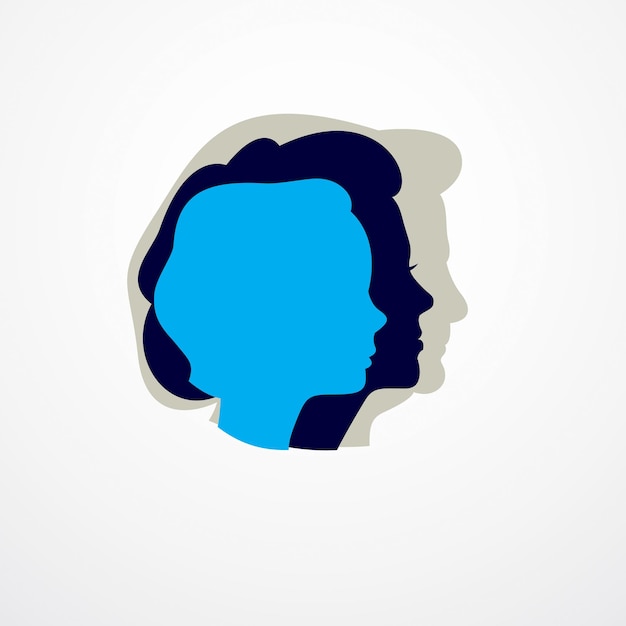 Striking Silhouette of Facing Profiles in Blue and Navy | Jiffy Designs