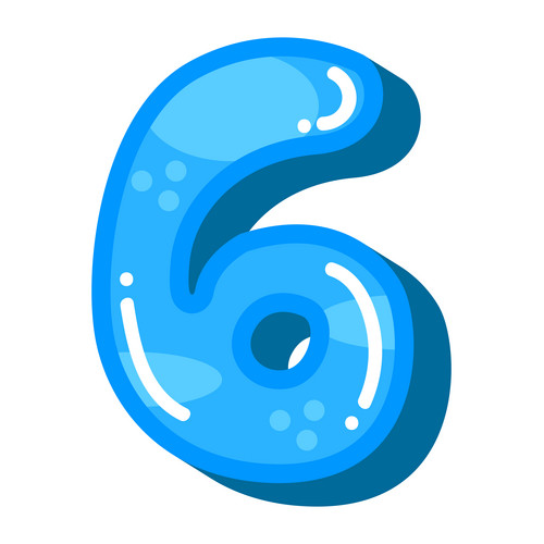 Cute Funny Number 6 Vector Illustration, Funny Cartoon Number Six Font ...