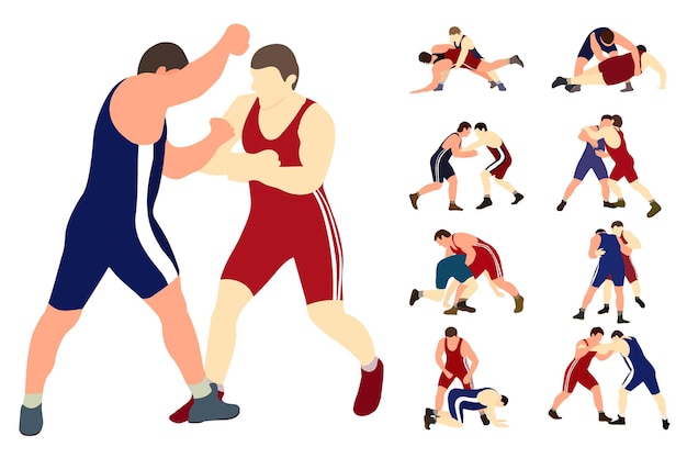 Diverse Collection of Dynamic Wrestling Poses and Moves | Jiffy Designs