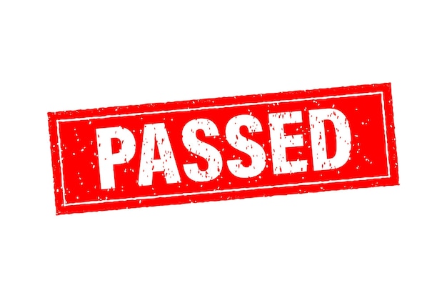 Bold Red 'Passed' Stamp on White Background | Jiffy Designs