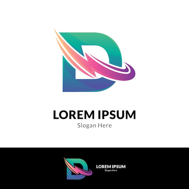 Vibrant Letter D with Swooping Gradient Shapes | Jiffy Designs