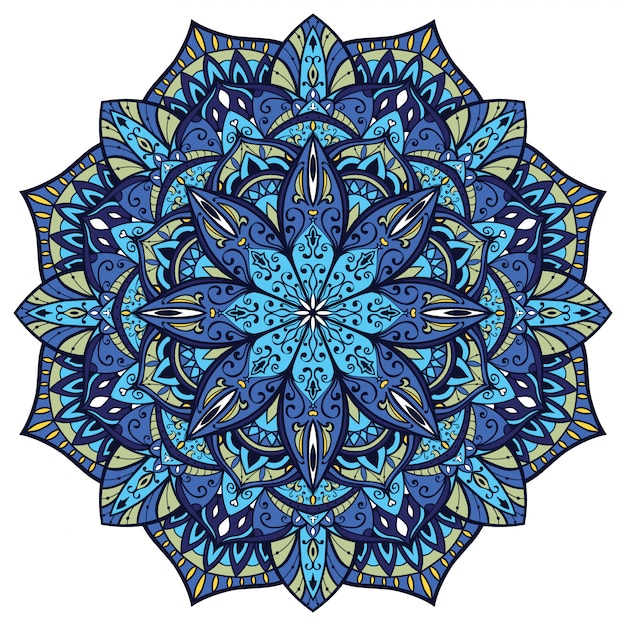 Radiant Mandala of Intricate Geometric Patterns in Shades of Blue ...