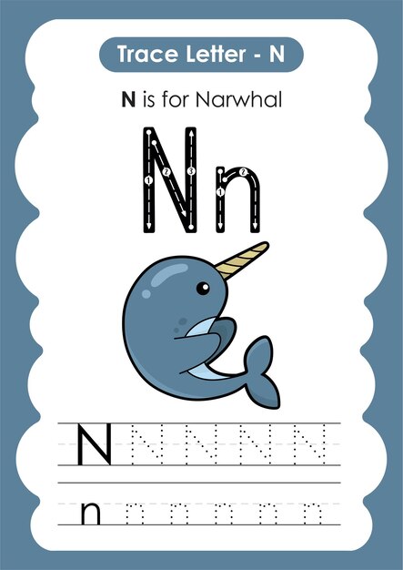 Trace the Letter N with a Charming Narwhal | Jiffy Designs