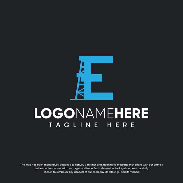 Striking Blue Letter 'E' Logo with Geometric Tower Design | Jiffy Designs